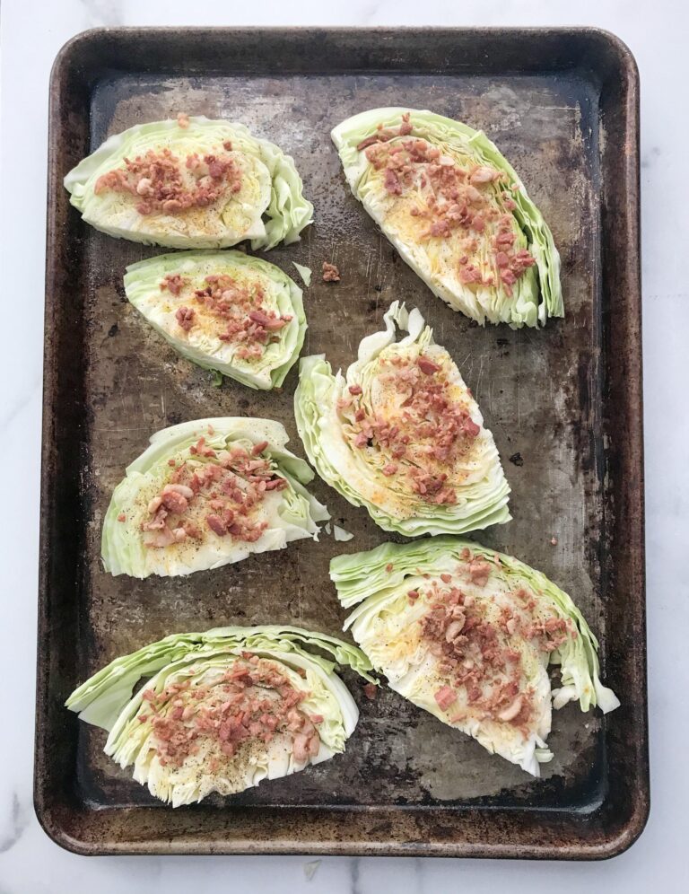 Low-Carb Roasted Cabbage with Bacon - Cooking Up Memories