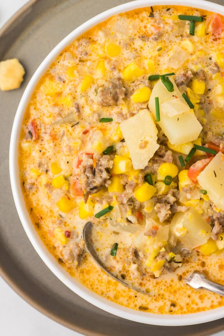 Sausage Corn Chowder (Stovetop and Slow Cooker Directions) - Cooking Up ...
