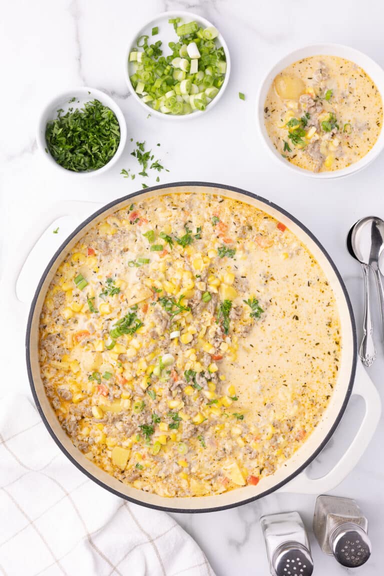 Sausage Corn Chowder (Stovetop and Slow Cooker Directions) - Cooking Up ...