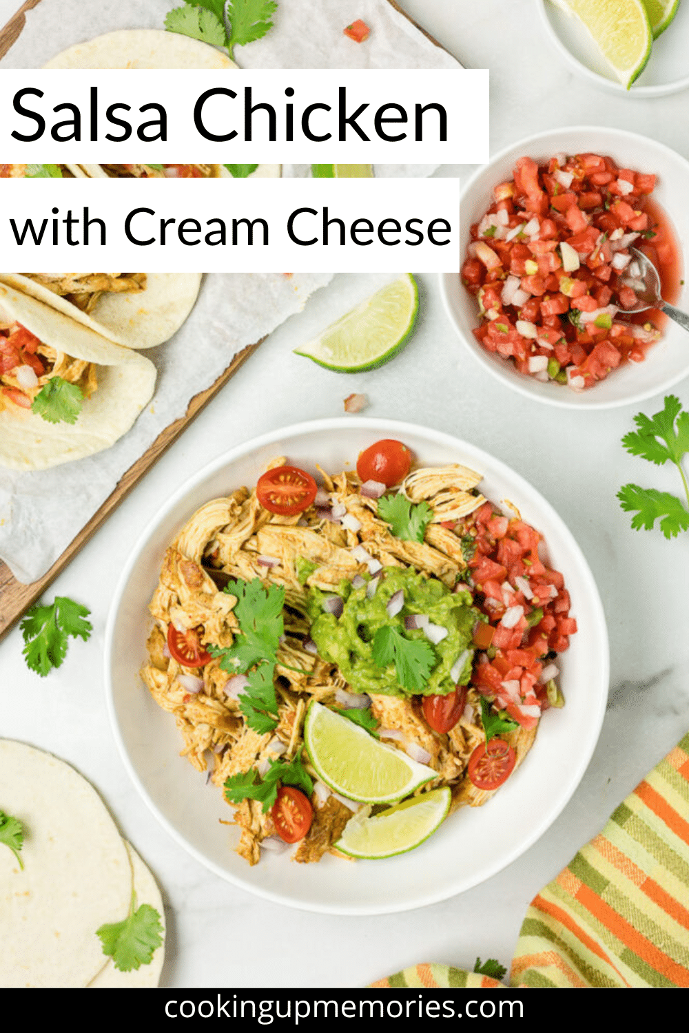 Salsa Chicken With Cream Cheese (Slow Cooker) - Cooking Up Memories