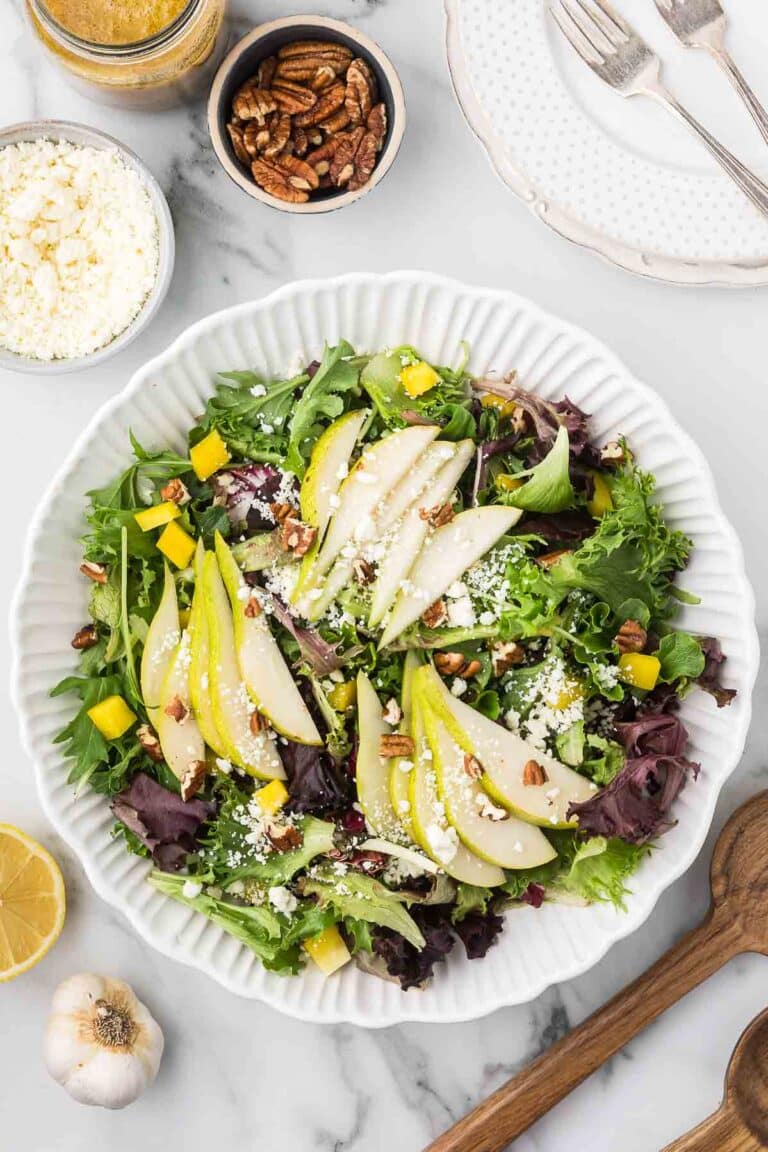 Sweet Pear and Pecan Salad (Homemade Vinaigrette Dressing) - Cooking Up ...