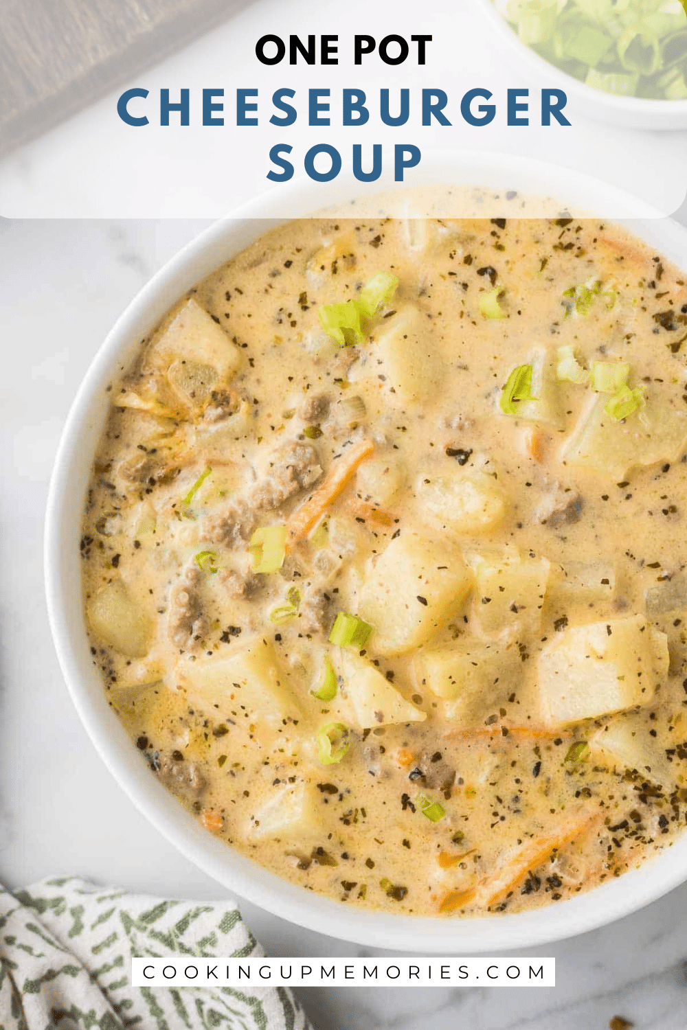 Creamy Three Cheese Cheeseburger Soup Recipe - Cooking Up Memories