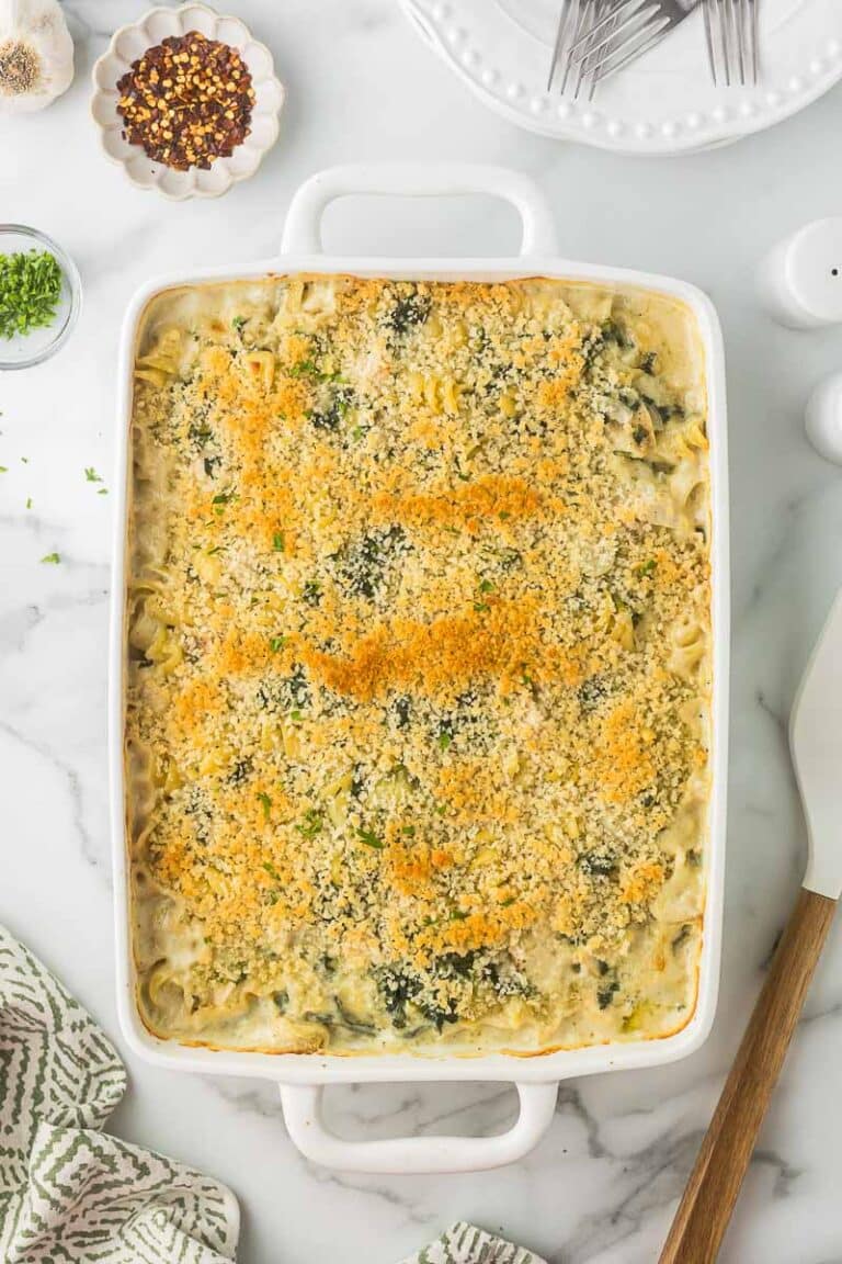 Creamy Spinach Artichoke Dip Pasta Casserole (with Chicken) - Cooking ...