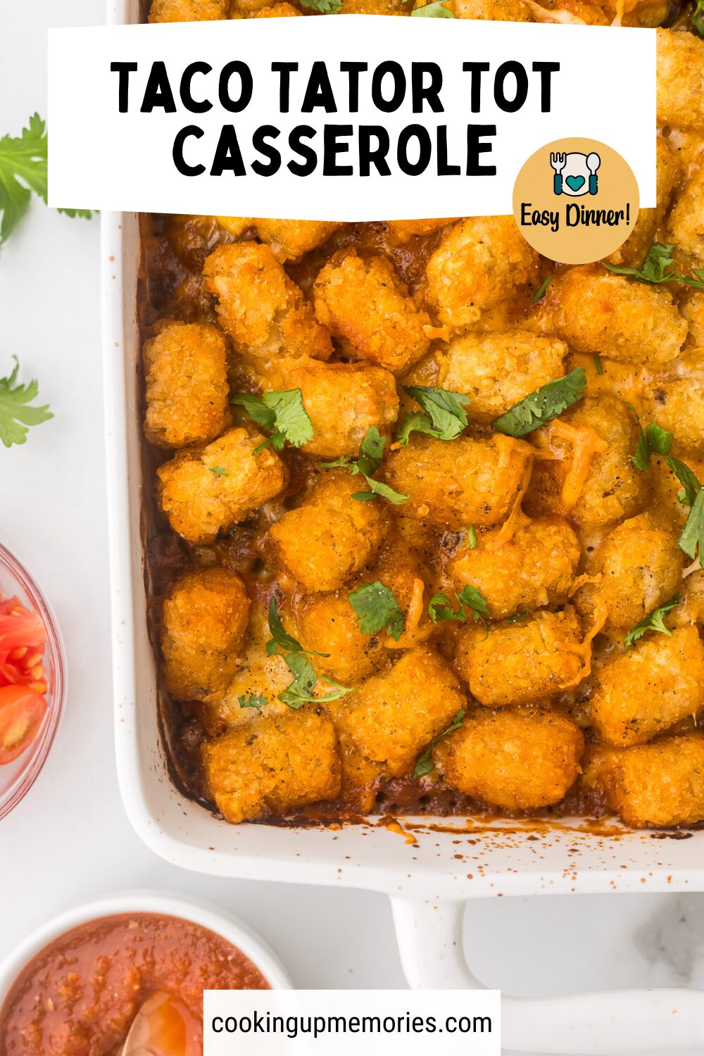 Taco Tater Tot Casserole (Easy Ground Beef Bake) - Cooking Up Memories