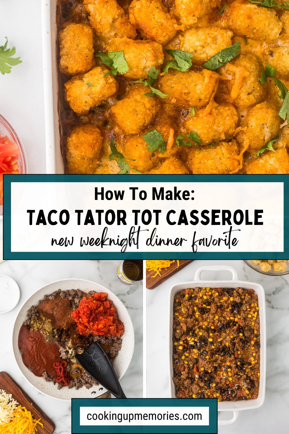 Taco Tater Tot Casserole (Easy Ground Beef Bake) - Cooking Up Memories